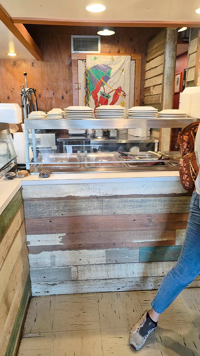 Behind every great Louisiana meal is a serving line like this one, where humble ingredients transform into extraordinary experiences.