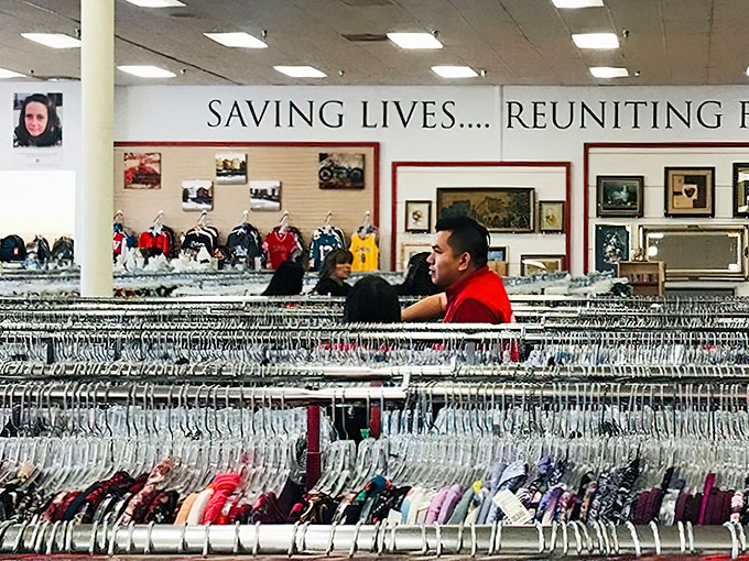 Where serious shoppers come to play. The "Saving Lives" sign above reminds you this retail therapy helps others too.