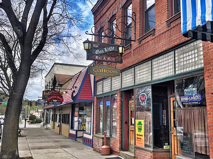 These storefronts aren't playing small-town dress-up—they're authentic businesses that have weathered decades of economic storms.