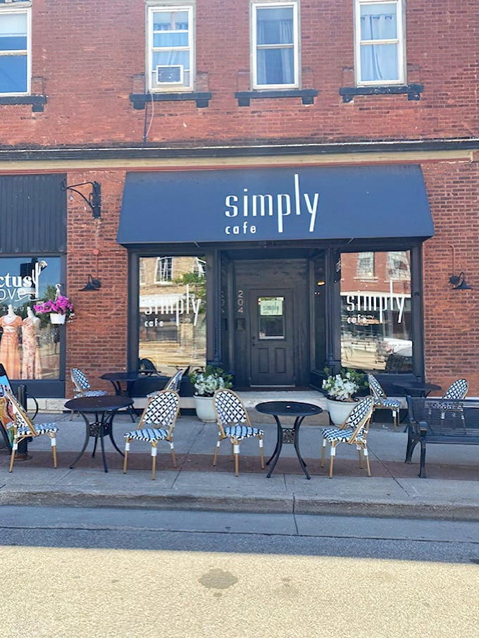 Simply Cafe's sidewalk seating invites you to people-watch while sipping coffee, the official sport of relaxed retirement mornings.
