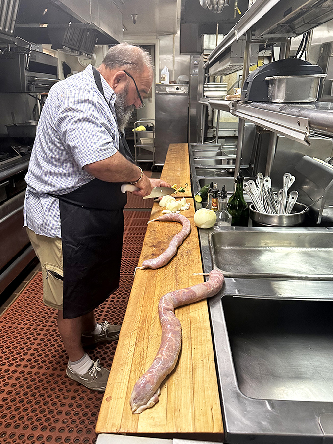 In this kitchen, sausage-making isn't kept secret&mdash;it's elevated to an art form with the precision only decades of experience can bring.