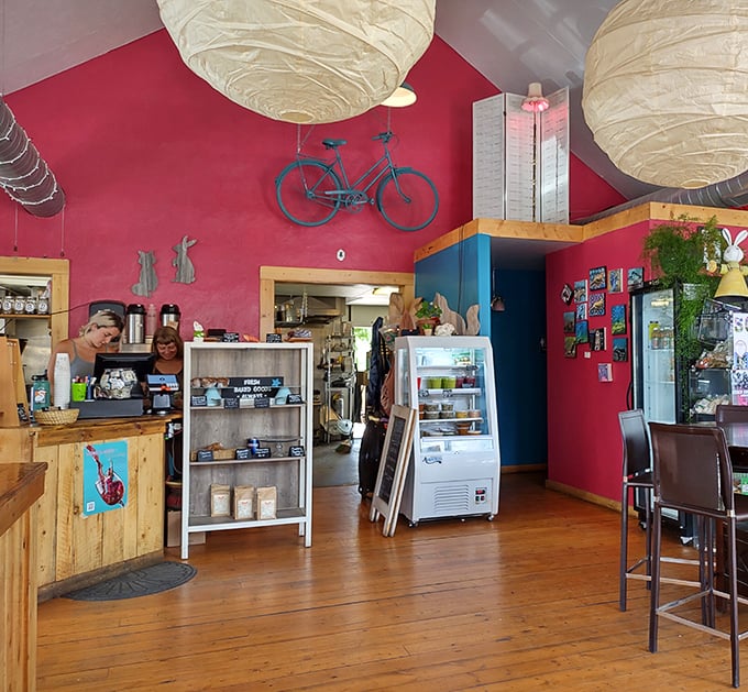 The counter area—where coffee magic happens and locals exchange the kind of small-town gossip that makes you wish you lived here too.