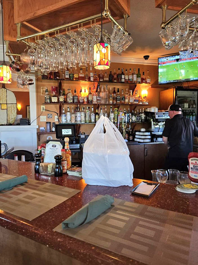 Even takeout gets the royal treatment at the bar, where staff prepare orders with the same attention to detail as dine-in experiences.