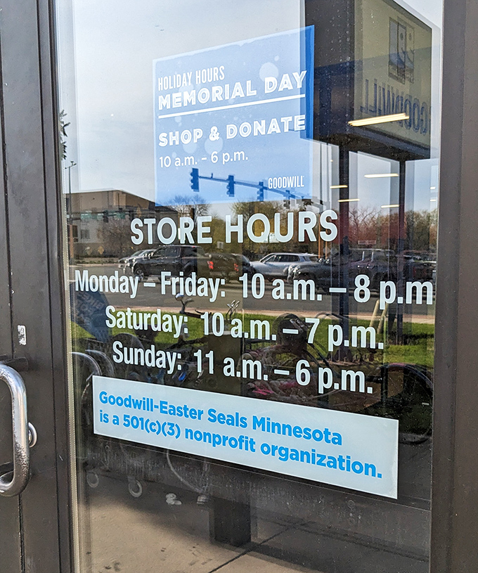 Holiday hours posted clear as day &ndash; because even bargain hunters need to know when the treasure hunt begins.