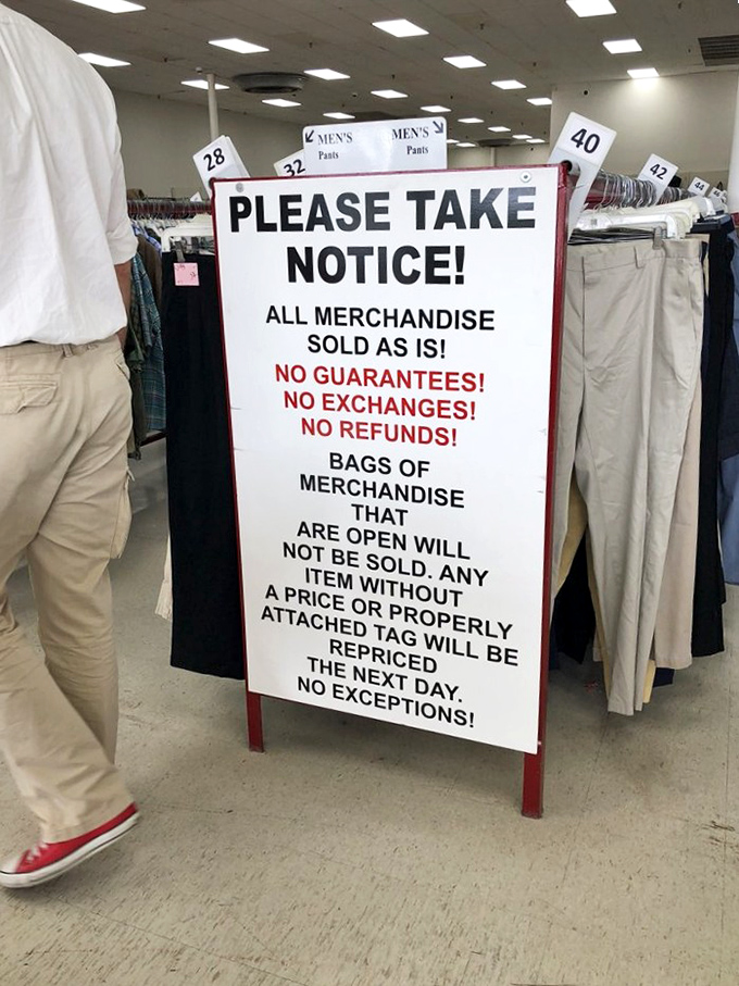 The rules of engagement for thrift store warriors. No guarantees, no refunds, no problem&mdash;the thrill of the hunt comes with fine print.