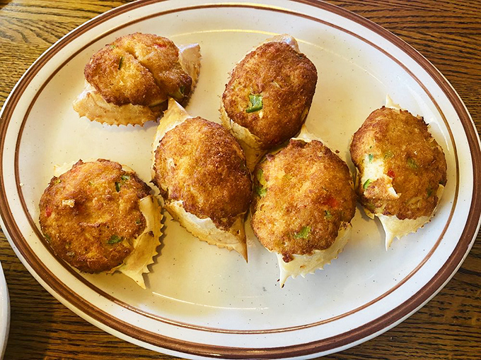 Stuffed crab that's dressed for success. These little seafood packages deliver more flavor per square inch than should be legally possible in Kansas.