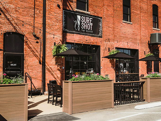 Sure Shot Tap House's inviting patio beckons with the promise of cold brews and warm conversations—the perfect small-town afternoon delight.