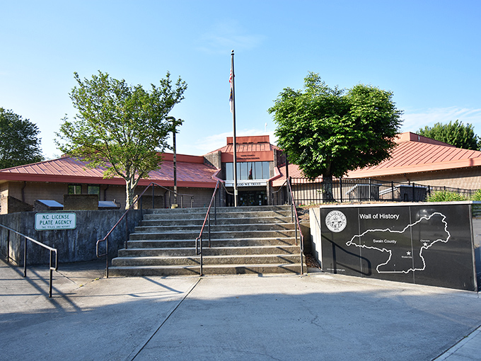 The courthouse stands as a dignified reminder that small-town justice comes with impressive columns and better architecture.