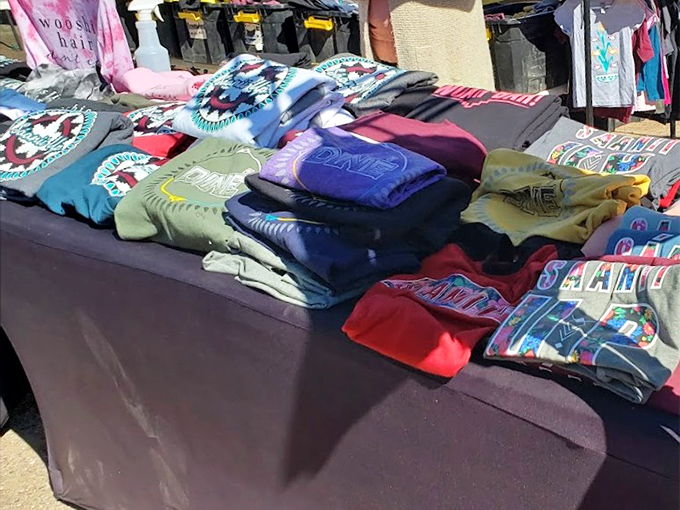 T-shirt diplomacy! These colorful stacks offer everything from local humor to Southwestern pride&mdash;the perfect souvenir that actually gets worn.