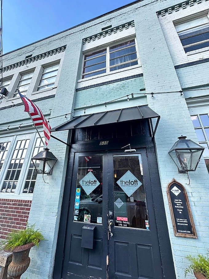 The Loft's entrance promises experiences beyond just meals, the kind of place where dinner feels like an actual occasion.