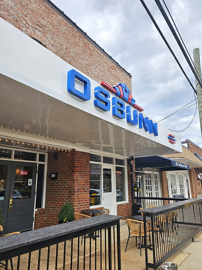 Ossbunn's bold blue sign signals a modern twist in this historic town&mdash;a place where tradition and contemporary tastes find delicious common ground.