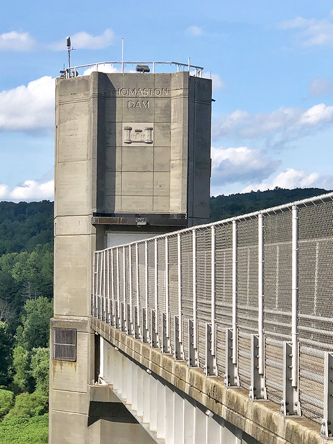Thomaston Dam stands as an impressive feat of engineering that doubles as a local landmark without charging you to look at it.