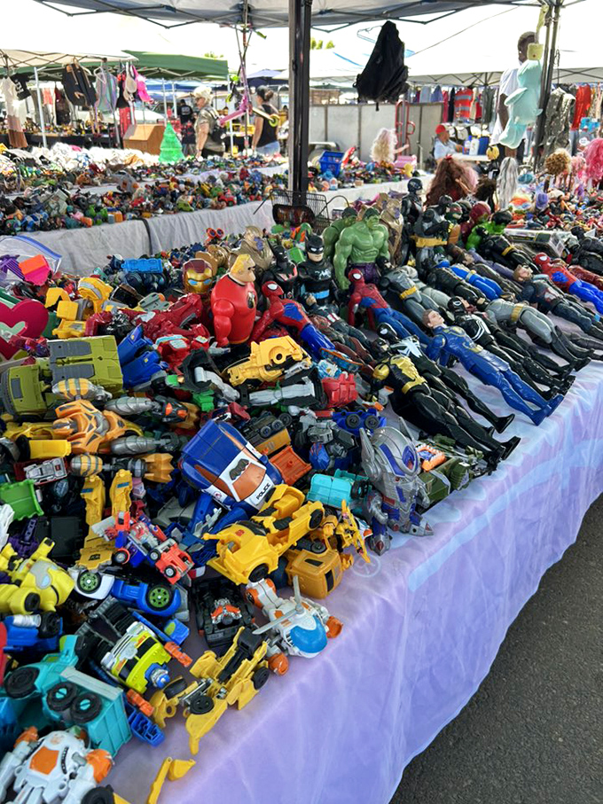 Action figure archaeology at its finest. Somewhere in this plastic superhero sea is the exact toy you lost when you were eight.