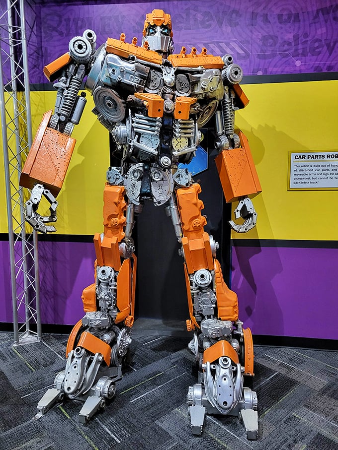 Automotive parts transformed into mechanical art. This Transformer sculpture proves one person's junkyard is another's masterpiece.