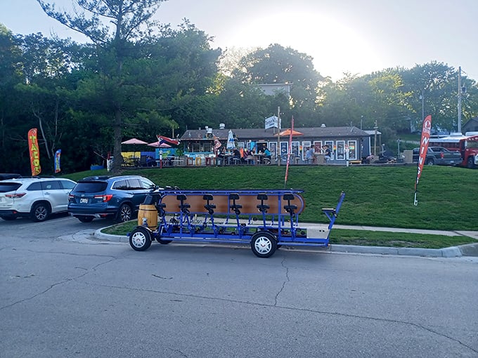 This pedal-powered party vehicle suggests Atchison knows how to have fun without the exorbitant cover charges of big-city entertainment districts.