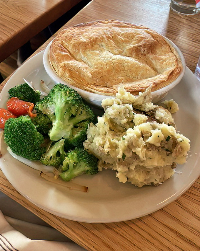 A pot pie that puts Mother Nature's winter coat to shame. That golden dome of pastry promises warmth and comfort in every steaming bite.