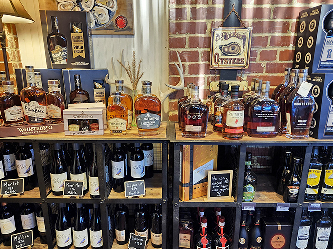 The liquor store half of this beautiful marriage proves that whiskey and seafood might be the power couple we all need.