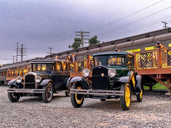 When automobiles and locomotives share the spotlight, it's a transportation enthusiast's dream come true. Vintage wheels meet steel rails.