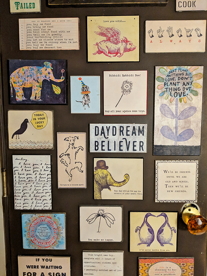 Wall art that speaks directly to your soul. "Daydream Believer" isn't just decoration&mdash;it's the restaurant's spiritual manifesto.