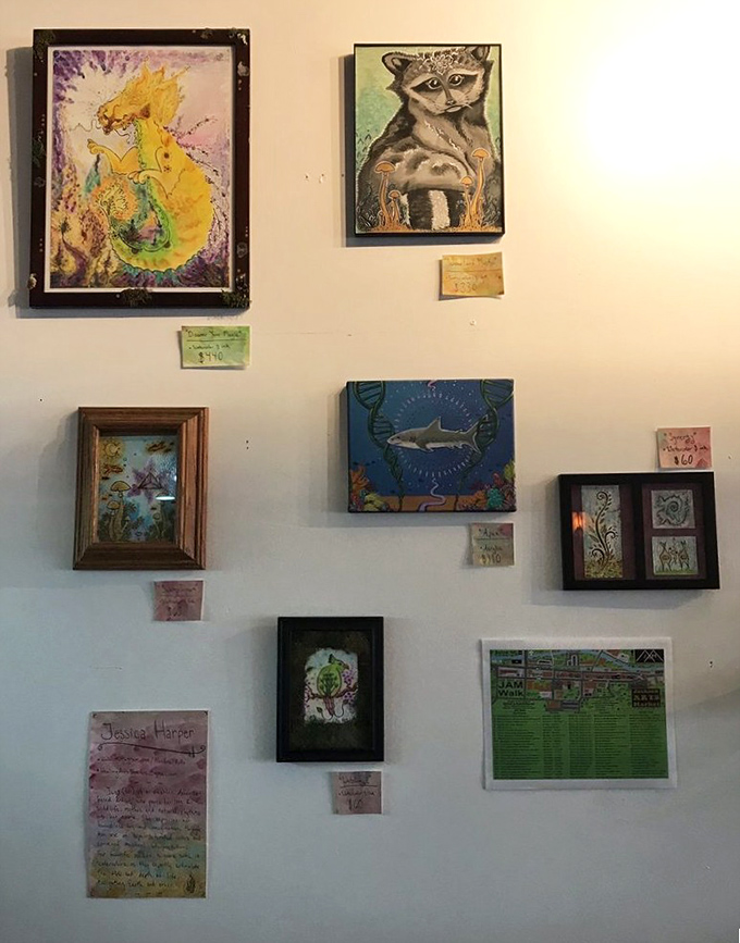 Local artwork adorns the walls&mdash;because feeding your eyes while feeding your stomach is the hallmark of a truly civilized establishment.