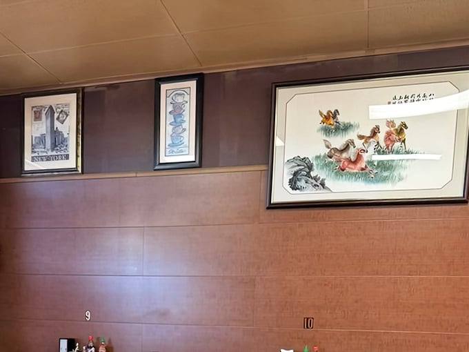 The wall art offers a cultural backdrop to your meal &ndash; visual appetizers before the main event arrives at your table.