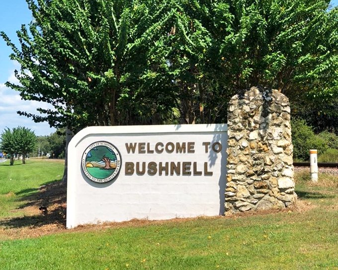 Bushnell's welcome sign perfectly captures the town's unpretentious charm&mdash;no flashy promises, just genuine hospitality and that quintessential small-town Florida vibe.