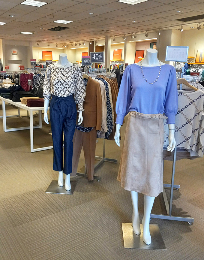 Mannequins sporting outfits that whisper "I'm put together" without screaming "I tried too hard." Classic styles at prices that won't cause cardiac events.