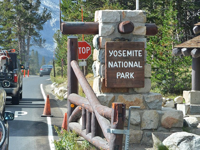 The most beautiful stop sign in America. Entering Yosemite through Tioga Pass feels like stepping through a portal into a land where nature still rules.