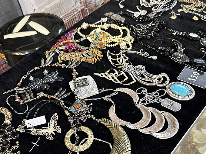 Jewelry that whispers tales of proms, weddings, and Saturday nights from decades past. That turquoise pendant has stories to tell.