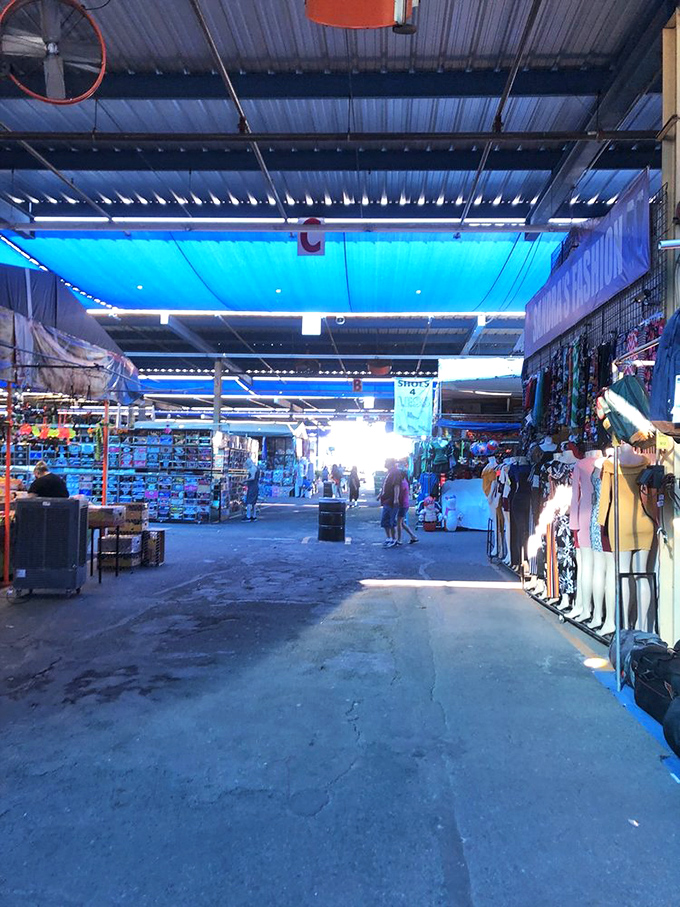 The covered walkways create mysterious retail tunnels, where sunlight streams in and the promise of discoveries pulls you forward.