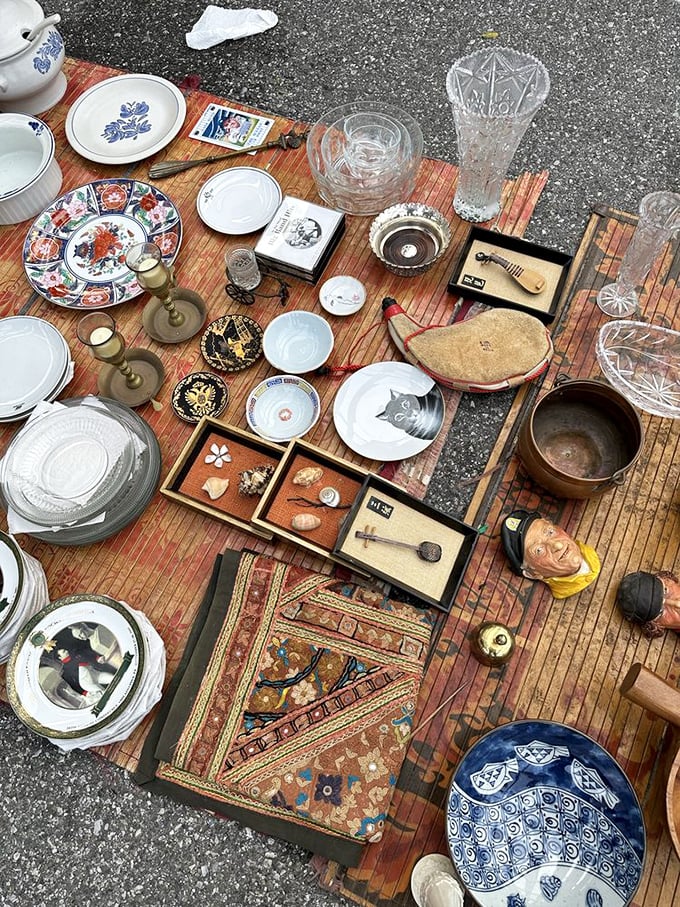 A beautiful jumble of dishes, trinkets, and treasures that grandmother would definitely have opinions about.
