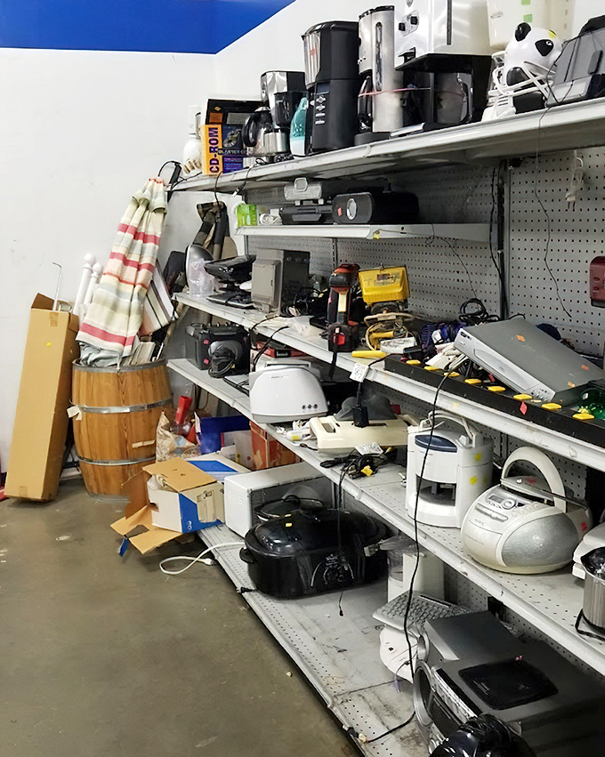 The small appliance section: a retirement community for coffee makers, blenders, and waffle irons still eager to serve their purpose.