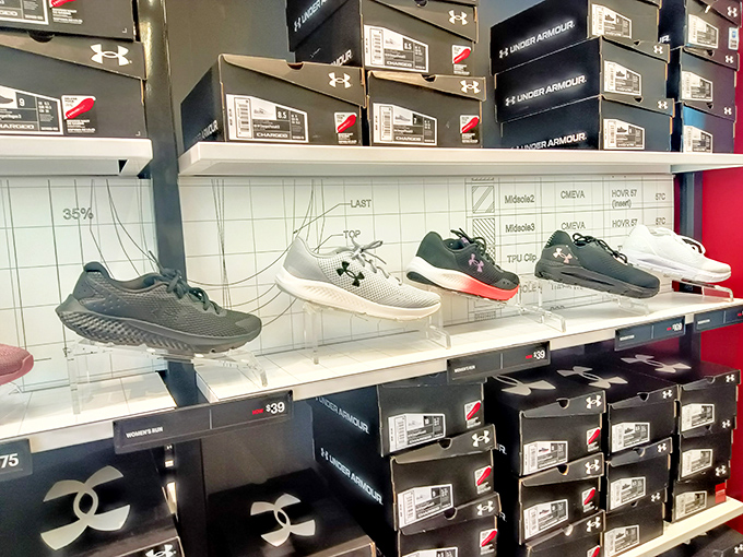 Under Armour's sleek athletic shoes lined up like soldiers ready for your next workout &ndash; or just looking sporty at the grocery store.