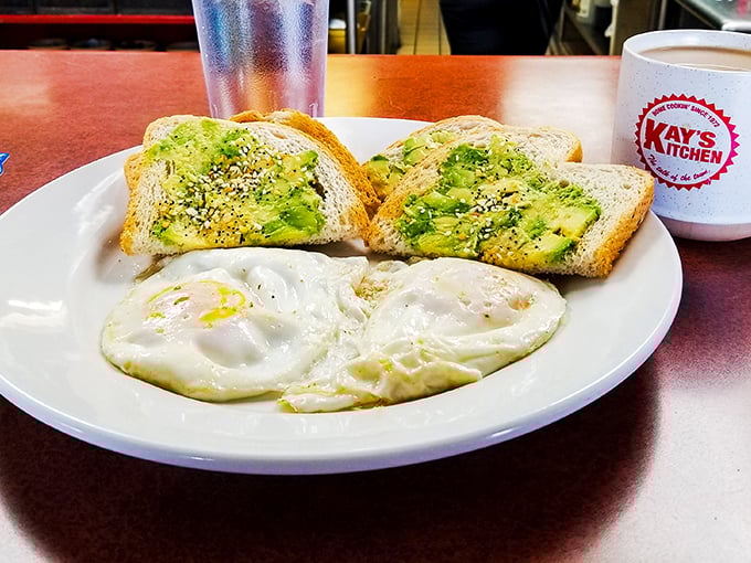 Avocado toast meets perfectly cooked eggs in this modern classic that proves diners can evolve without losing their soul.