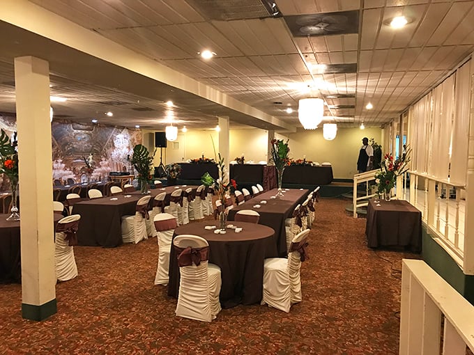 The banquet room transforms from BBQ joint to elegant event space, proving that smoked meat belongs at life's most important celebrations.