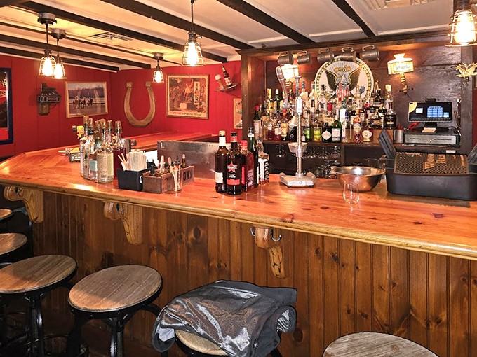 The kind of well-worn bar where stories get better with each retelling and nobody minds.