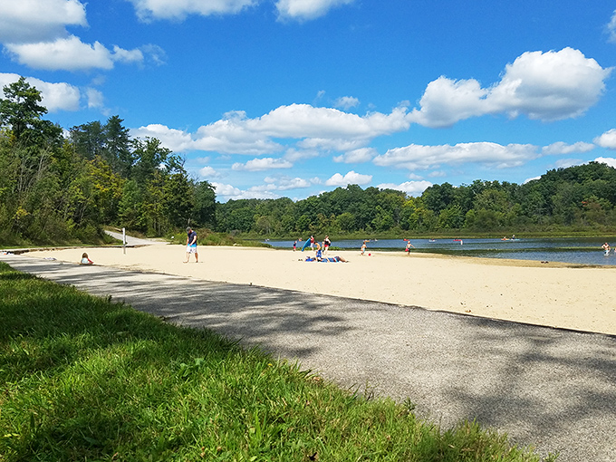 Punderson's beach: where building sandcastles and doing absolutely nothing are equally valid ways to spend an afternoon.