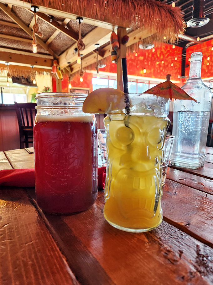 Mason jar cocktails that don't just quench thirst&mdash;they tell stories. That tiny umbrella isn't decoration; it's an invitation to mental beach time.
