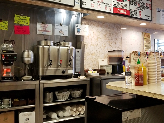 The beverage station keeps things simple &ndash; because when the food's this good, who needs fancy drinks?