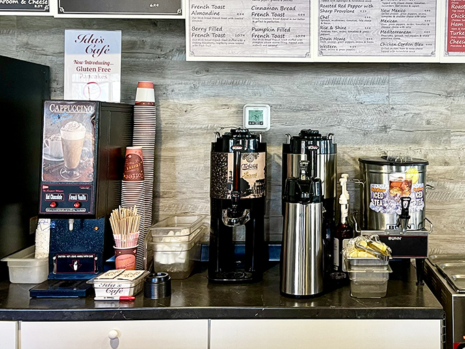 Where the coffee flows freely and the morning conversations begin &ndash; Ida's beverage station stands ready for Lancaster's caffeine commandos.