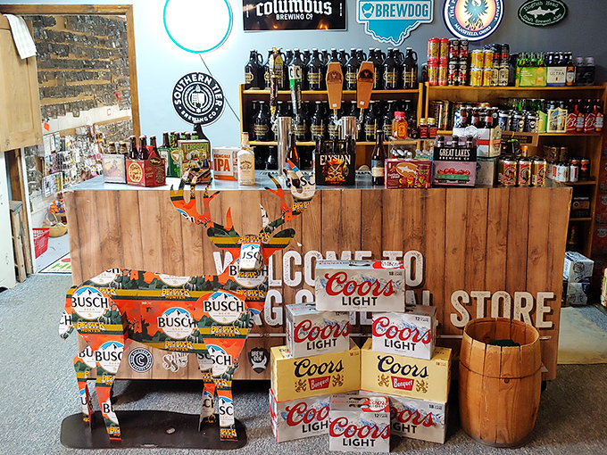 That beverage display celebrates local breweries with the kind of pride usually reserved for showing off grandchildren's accomplishments.