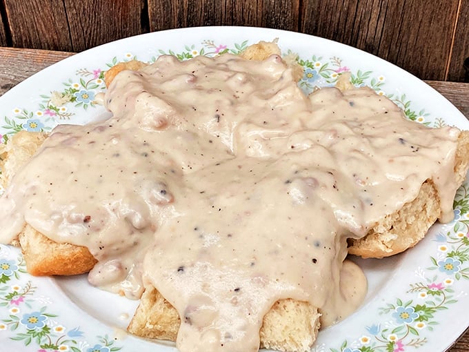 Biscuits and gravy that doesn't know when to quit. This plate doesn't just stick to your ribs&mdash;it moves in and starts paying rent.