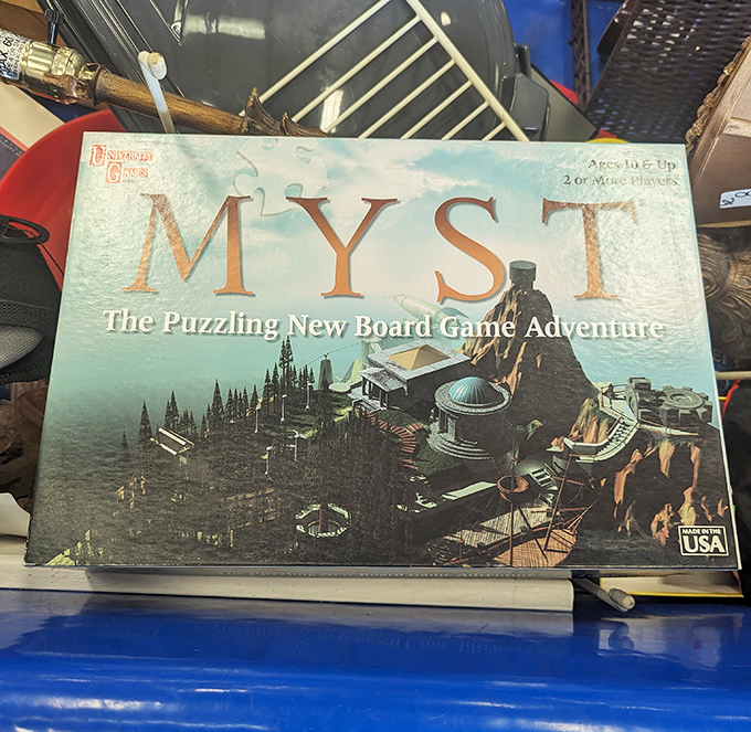 The MYST board game&mdash;a '90s computer game classic transformed into tabletop adventure. Nostalgic finds like this make the digging worthwhile.