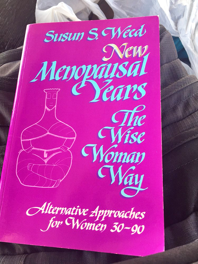 The book section delivers unexpected wisdom. Nothing says "thrift store gold" quite like discovering menopause guidance between cookbooks and romance novels.