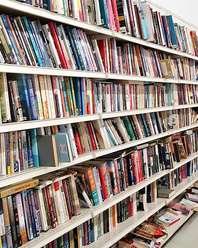 A bibliophile's dream on a budget. These shelves hold forgotten bestsellers and hidden gems&mdash;literary adventures for less than a cup of coffee.