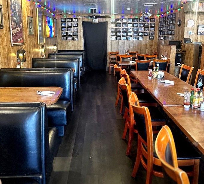 The perfect booth setup for everything from family gatherings to recovery breakfasts. Those wooden chairs have heard it all.