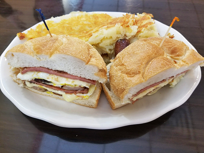 Breakfast sandwiched between perfection. Golden-toasted bread embraces eggs, meat, and cheese in a handheld masterpiece that makes mornings worthwhile.