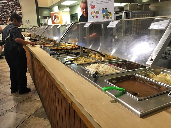 Behind every great Southern meal is a buffet line like this&mdash;where steam rises like culinary prayers and every pan holds a different definition of comfort.