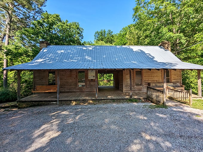 This rustic cabin whispers stories of pioneer life, standing as a humble reminder that our ancestors survived quite nicely without Wi-Fi or air fryers.