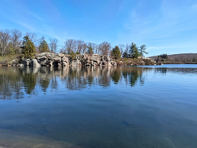 Rock solid reflections. These ancient stone formations have been posing for their water portraits since the last ice age retreated.